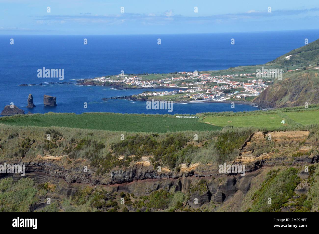 Portugal, Azores Islands, Sao Miguel, Mosteiros: view of the town on ...