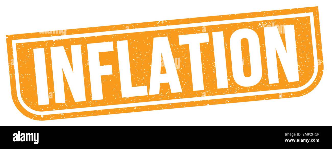 INFLATION text written on orange grungy stamp sign Stock Photo - Alamy