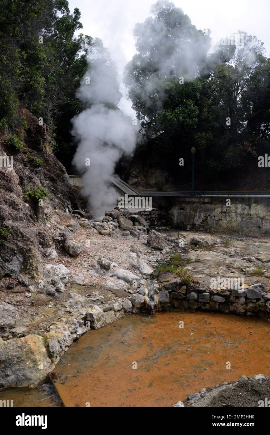 Portugal, Azores Islands, Sao Miguel, Furnas: fumirolas and hot springs ...