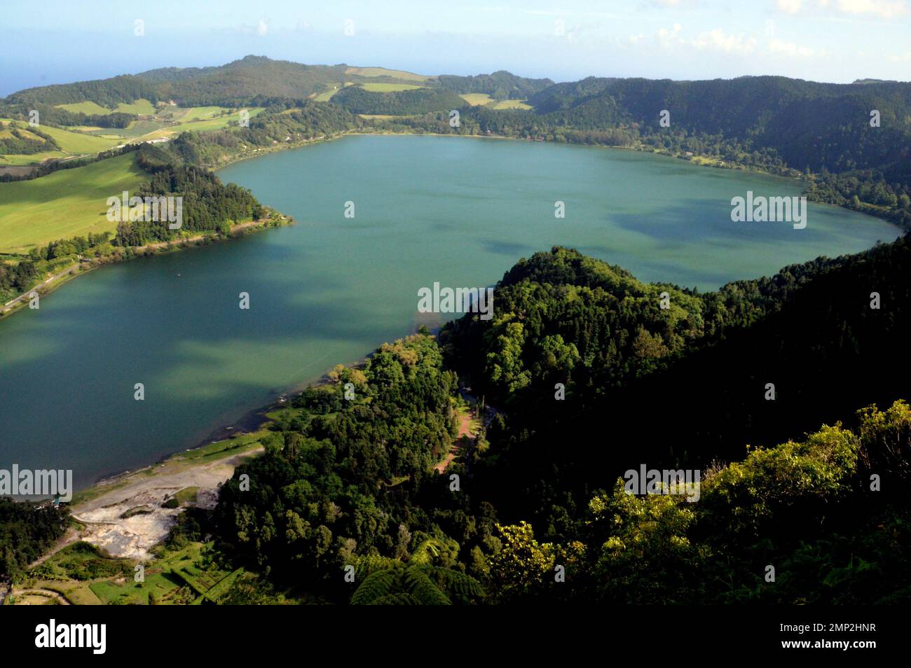 Portugal, Azores Islands, Sao Miguel, Furnas: view of Lagoa das Furnas ...