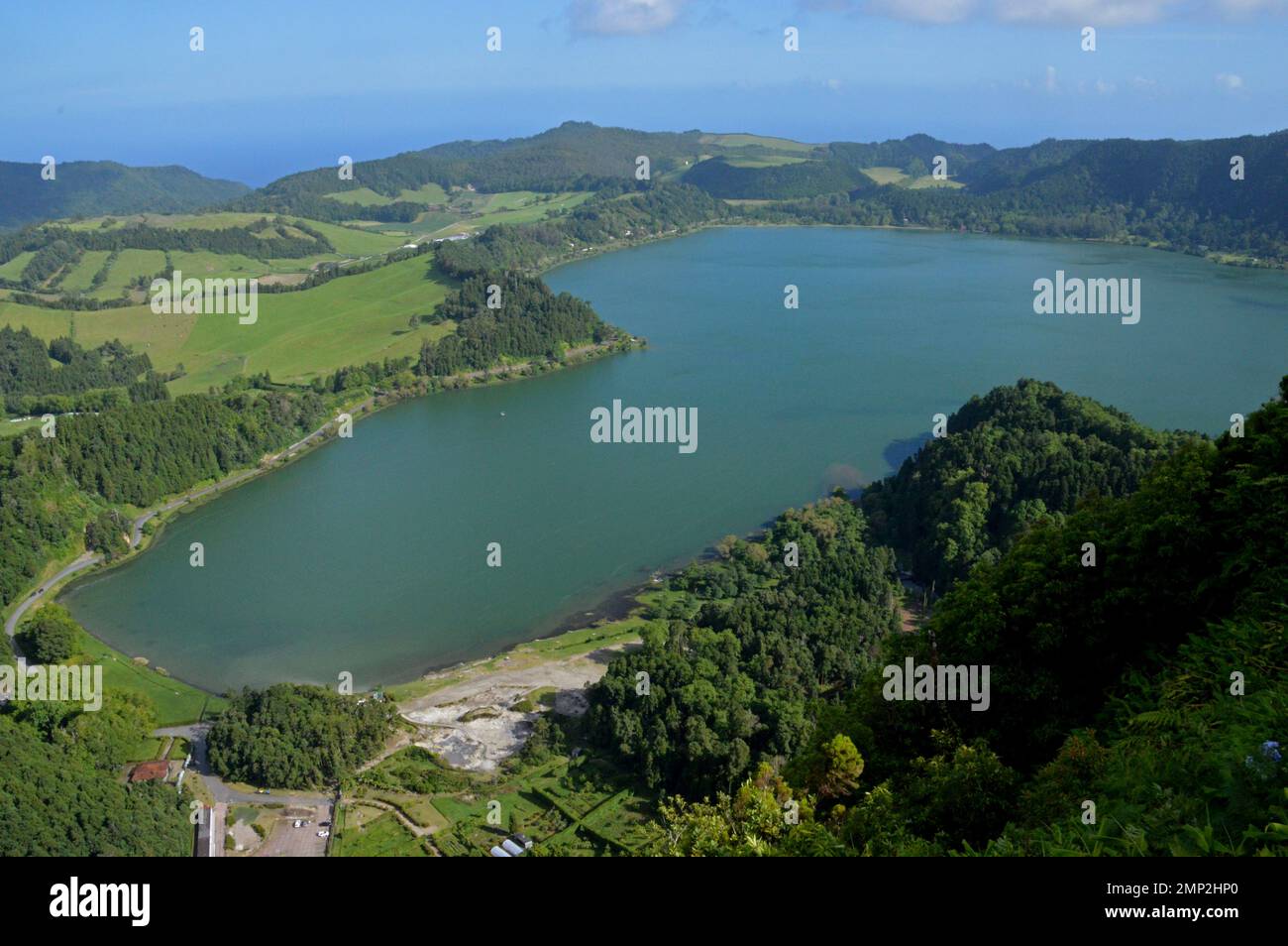 Portugal, Azores Islands, Sao Miguel, Furnas: view of Lagoa das Furnas ...