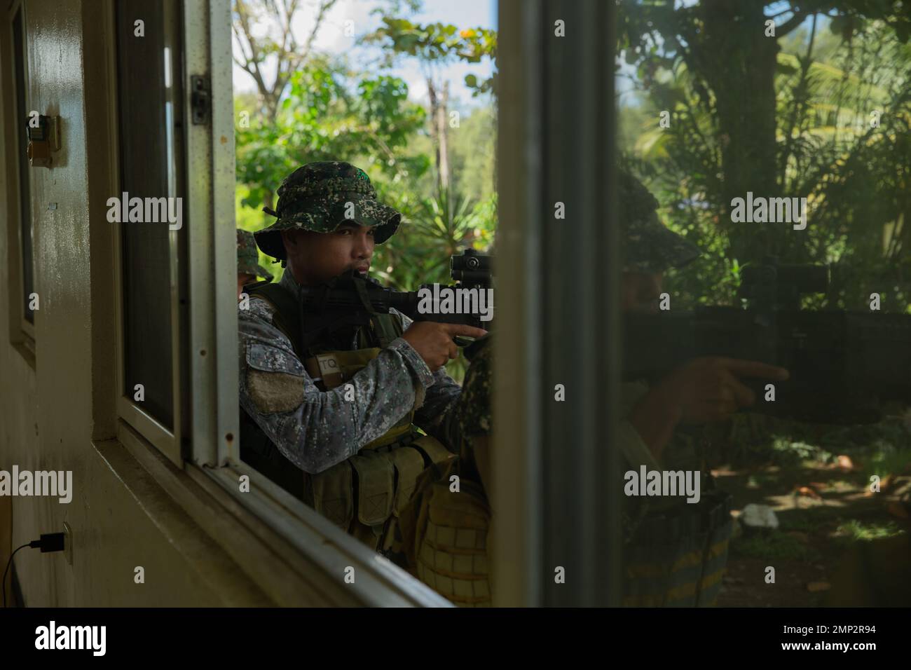 Philippine Marines with Marine Battalion Landing Team 10 conduct close ...