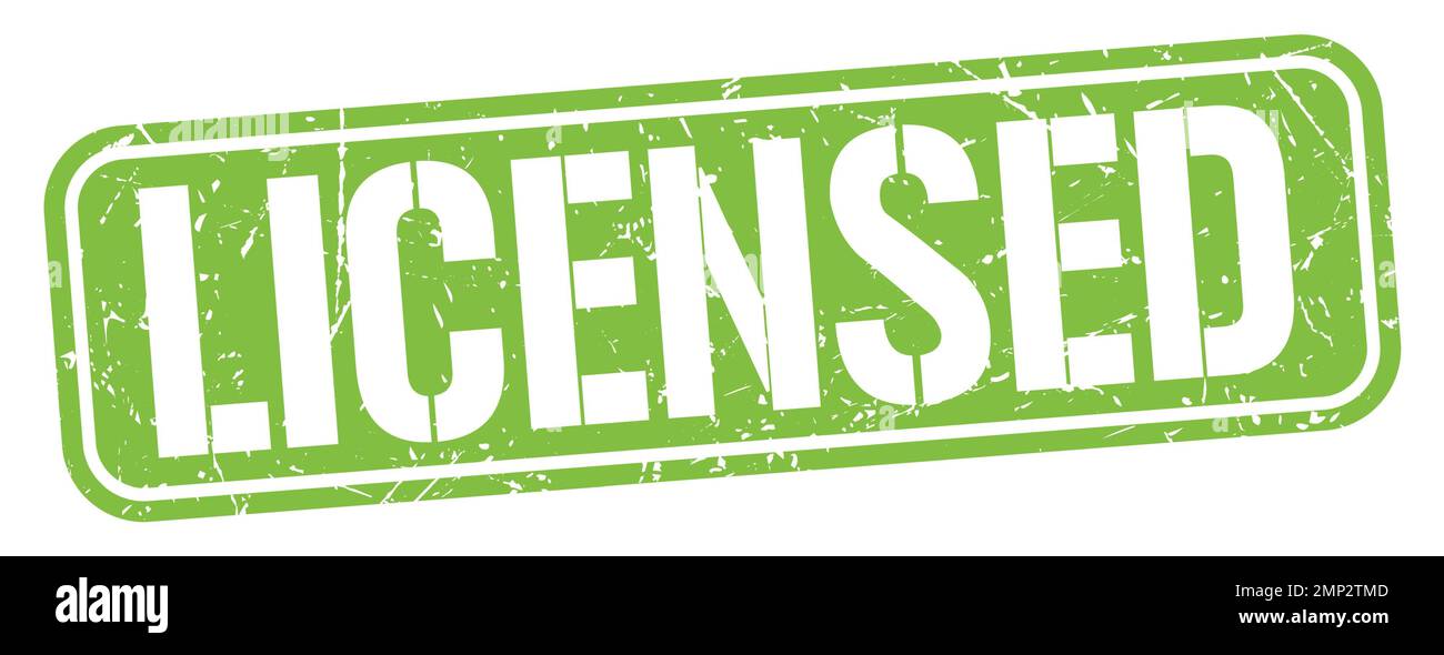 LICENSED text written on green grungy stamp sign Stock Photo - Alamy