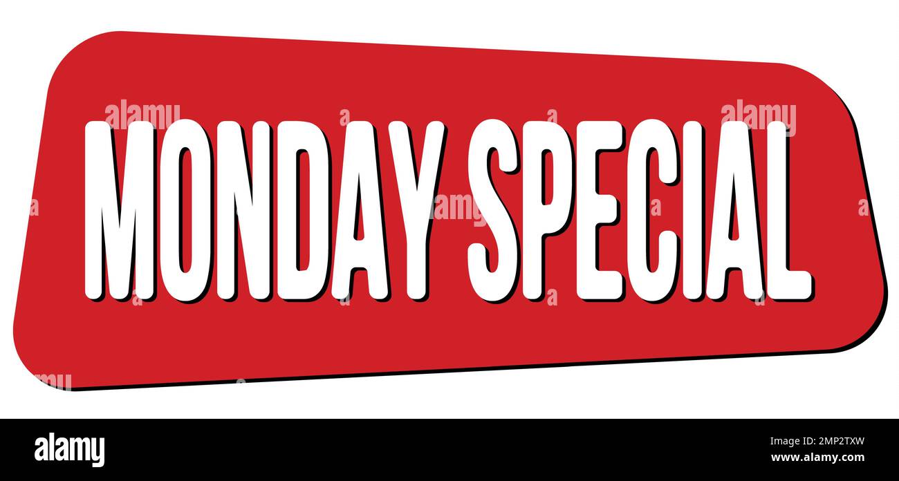 MONDAY SPECIAL text written on red trapeze stamp sign Stock Photo - Alamy