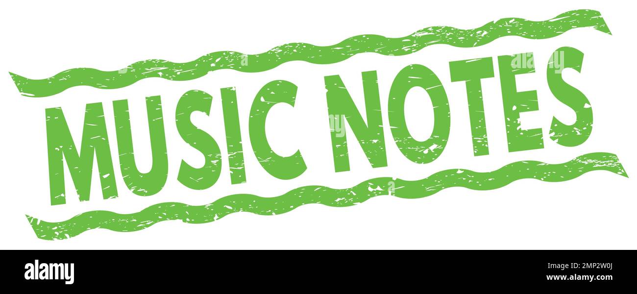 MUSIC NOTES text written on green lines stamp sign Stock Photo - Alamy