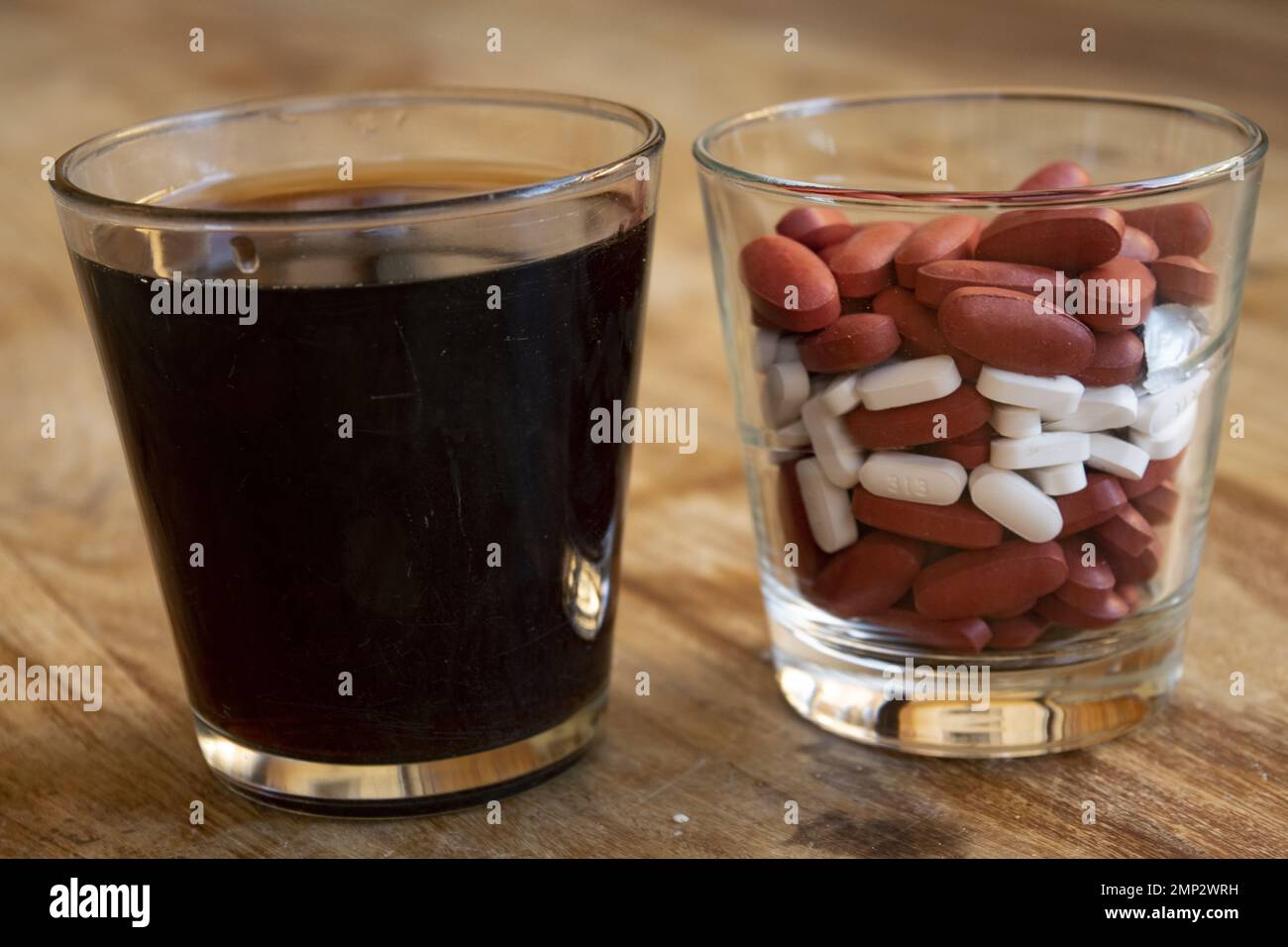 junk drinks and damage to people health Stock Photo - Alamy