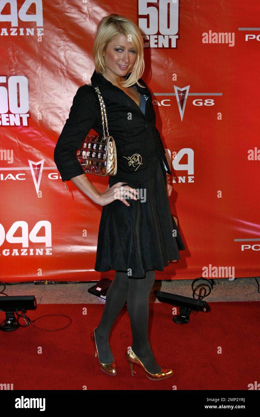 Paris Hilton arrives at the 50 Cent performance on the Pontiac Garage ...