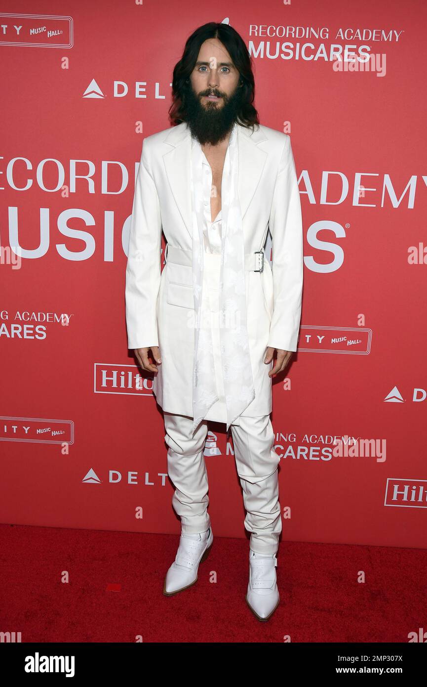 Jared Leto arrives at the 2018 MusiCares Person of the Year tribute ...