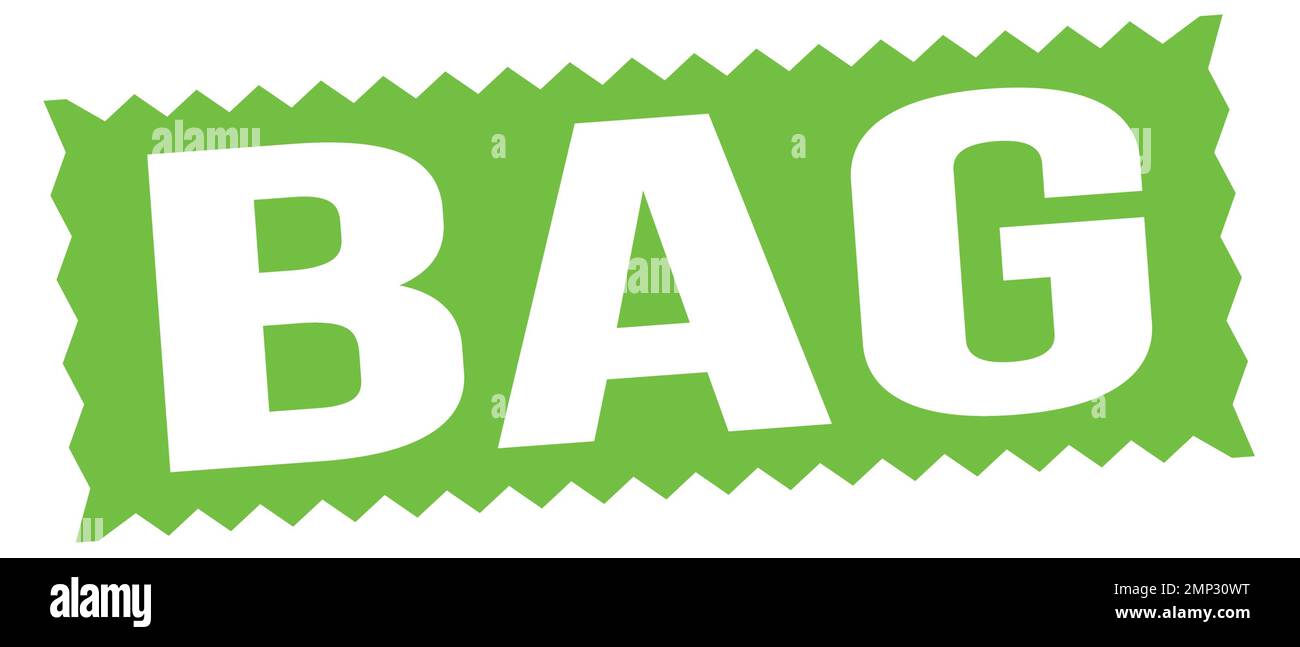 BAG text written on green zig-zag stamp sign Stock Photo - Alamy