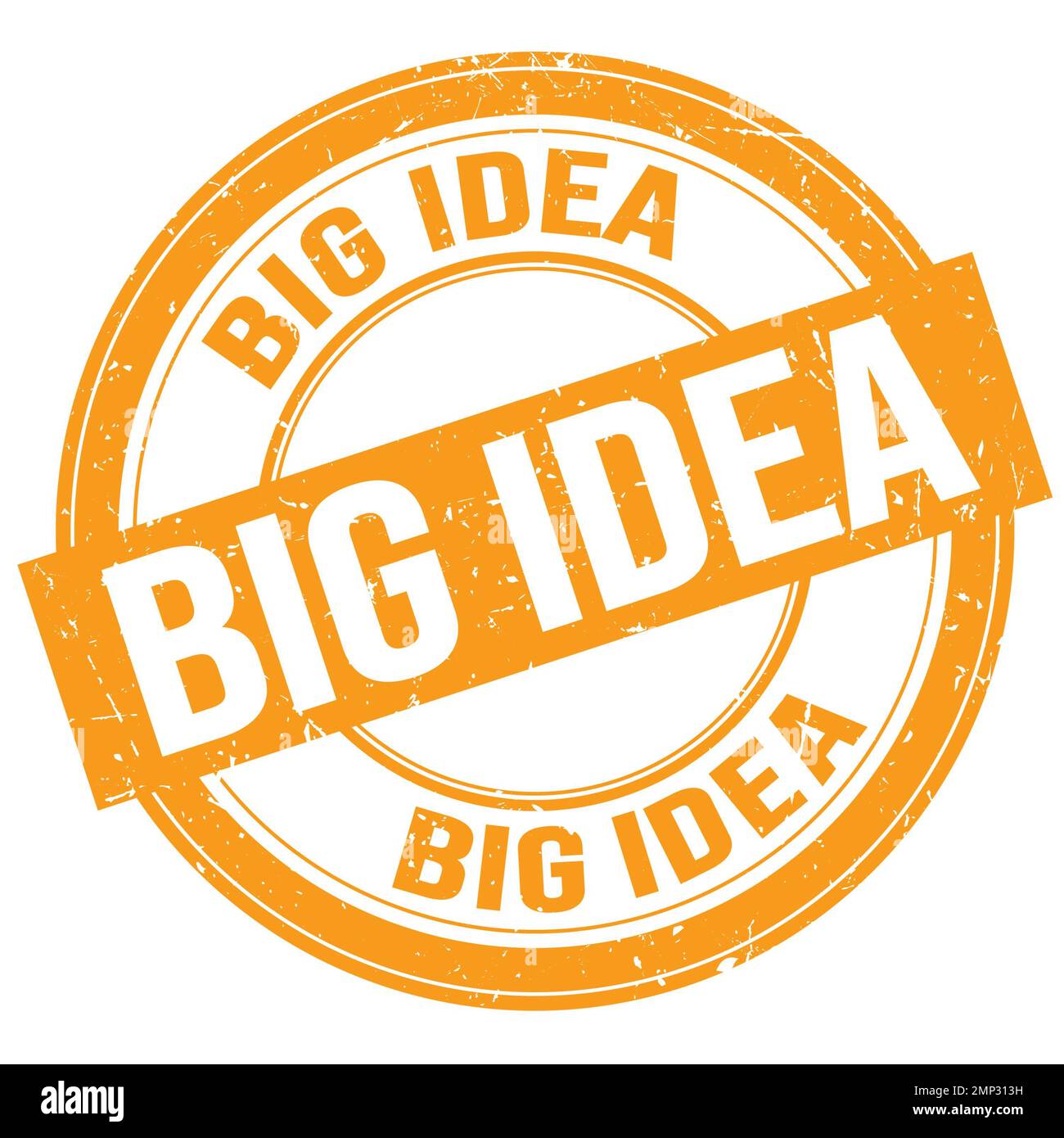 BIG IDEA text written on orange round grungy stamp sign Stock Photo - Alamy