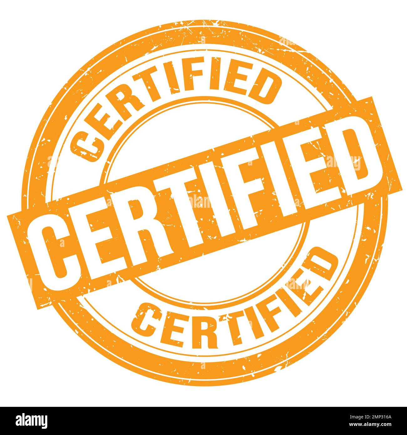CERTIFIED text written on orange round grungy stamp sign Stock Photo ...