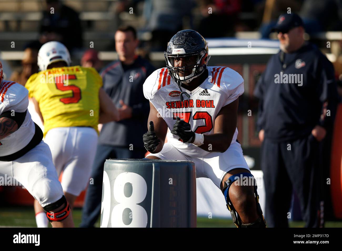 South Squad offensive tackle Brandon Parker of North Carolina A&T in ...