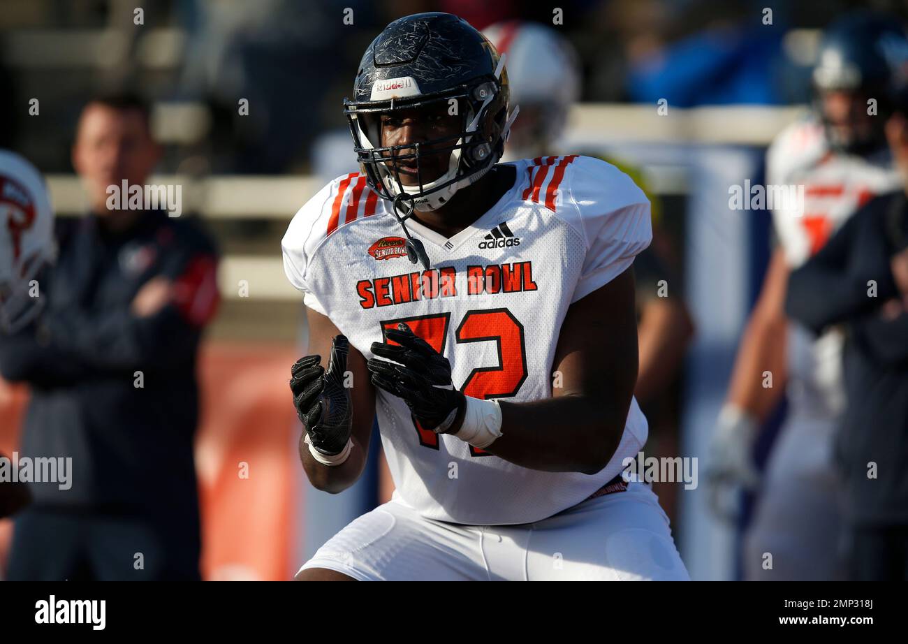 South Squad offensive tackle Brandon Parker of North Carolina A&T in ...