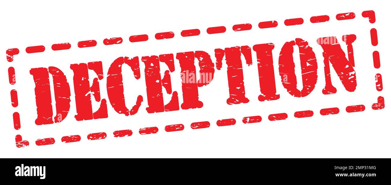 DECEPTION text written on red dash stamp sign Stock Photo - Alamy