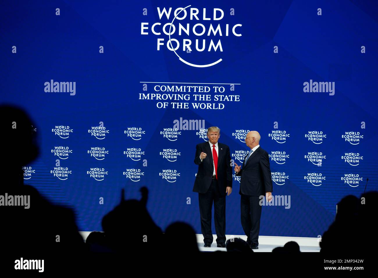 President Donald Trump stands with World Economic Forum Klaus Schwab ... President Donald Trump stands with World Economic Forum Klaus Schwab ...