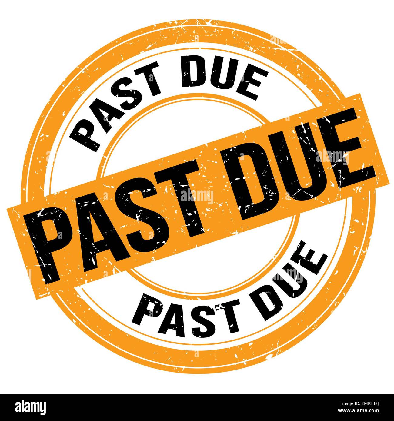 PAST DUE text written on orange-black round grungy stamp sign Stock ...