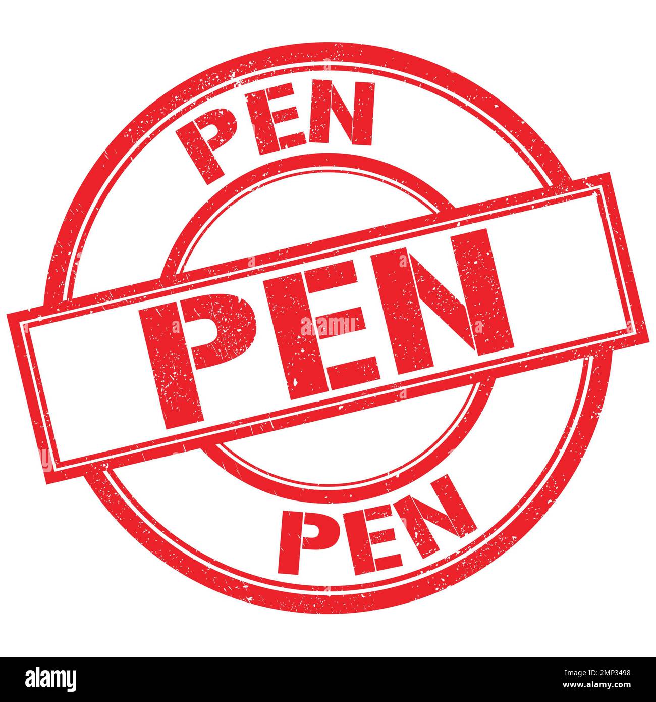 PEN text written on red round stamp sign Stock Photo - Alamy