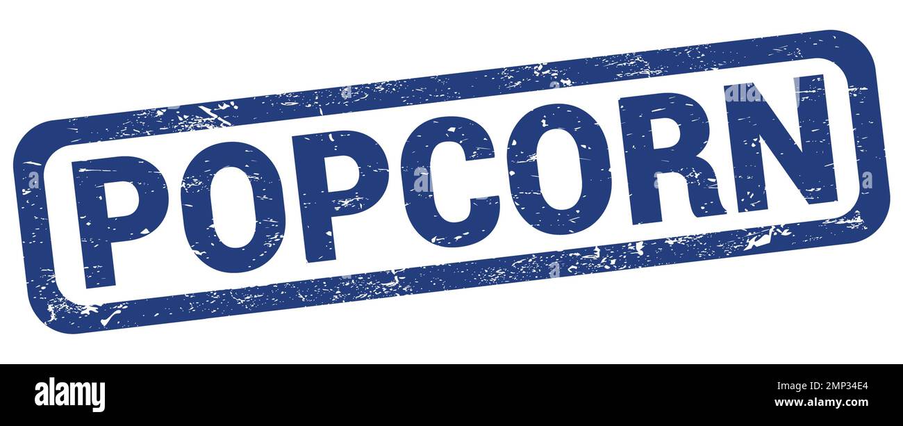 POPCORN text written on blue rectangle stamp sign Stock Photo - Alamy