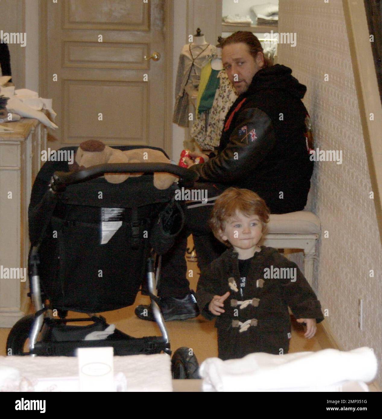 Russell Crowe shows he is a hands-on dad during a shopping spree in LA ...