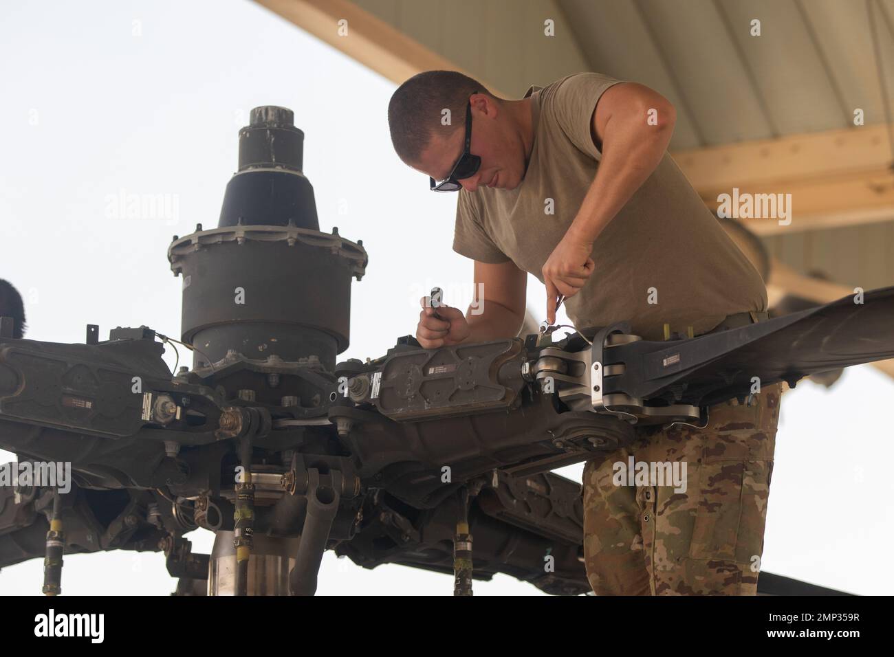 U.S. Army Soldiers from the 36th Combat Aviation Brigade conduct an ...