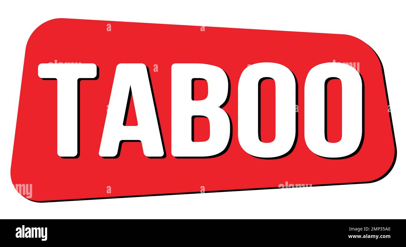 TABOO text written on red trapeze stamp sign Stock Photo - Alamy