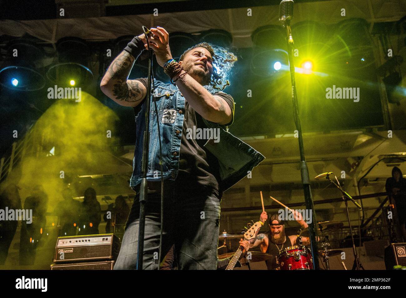 Nathan Hunt of Shaman's Harvest performs on board the Carnival Liberty ...
