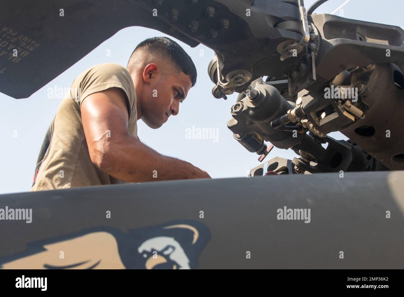 U.S. Army Soldiers from the 36th Combat Aviation Brigade conduct an ...