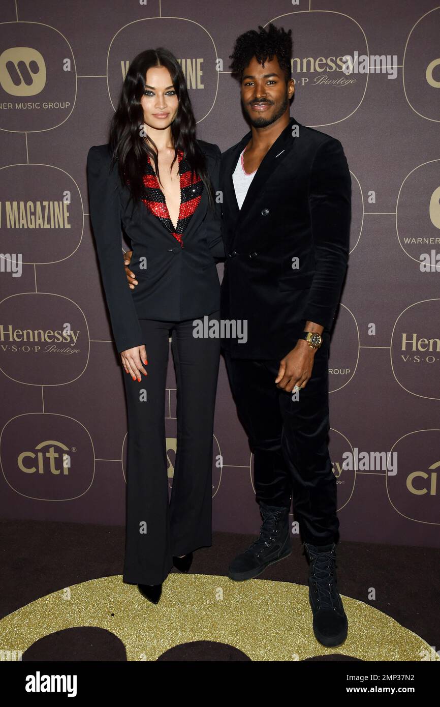 Model Shanina Shaik and fiancé DJ Ruckus attend the Warner Music Group ...