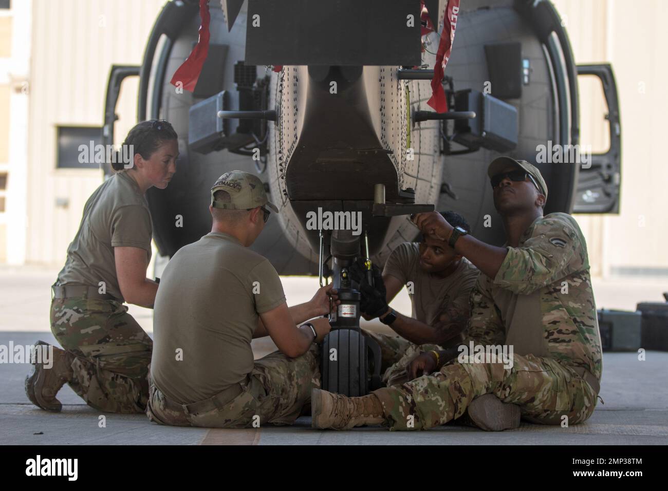 U.S. Army Soldiers from the 36th Combat Aviation Brigade conduct an ...