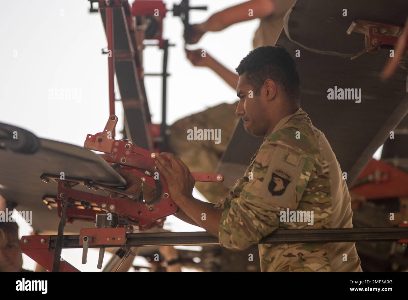 U.S. Army Soldiers from the 36th Combat Aviation Brigade conduct an ...