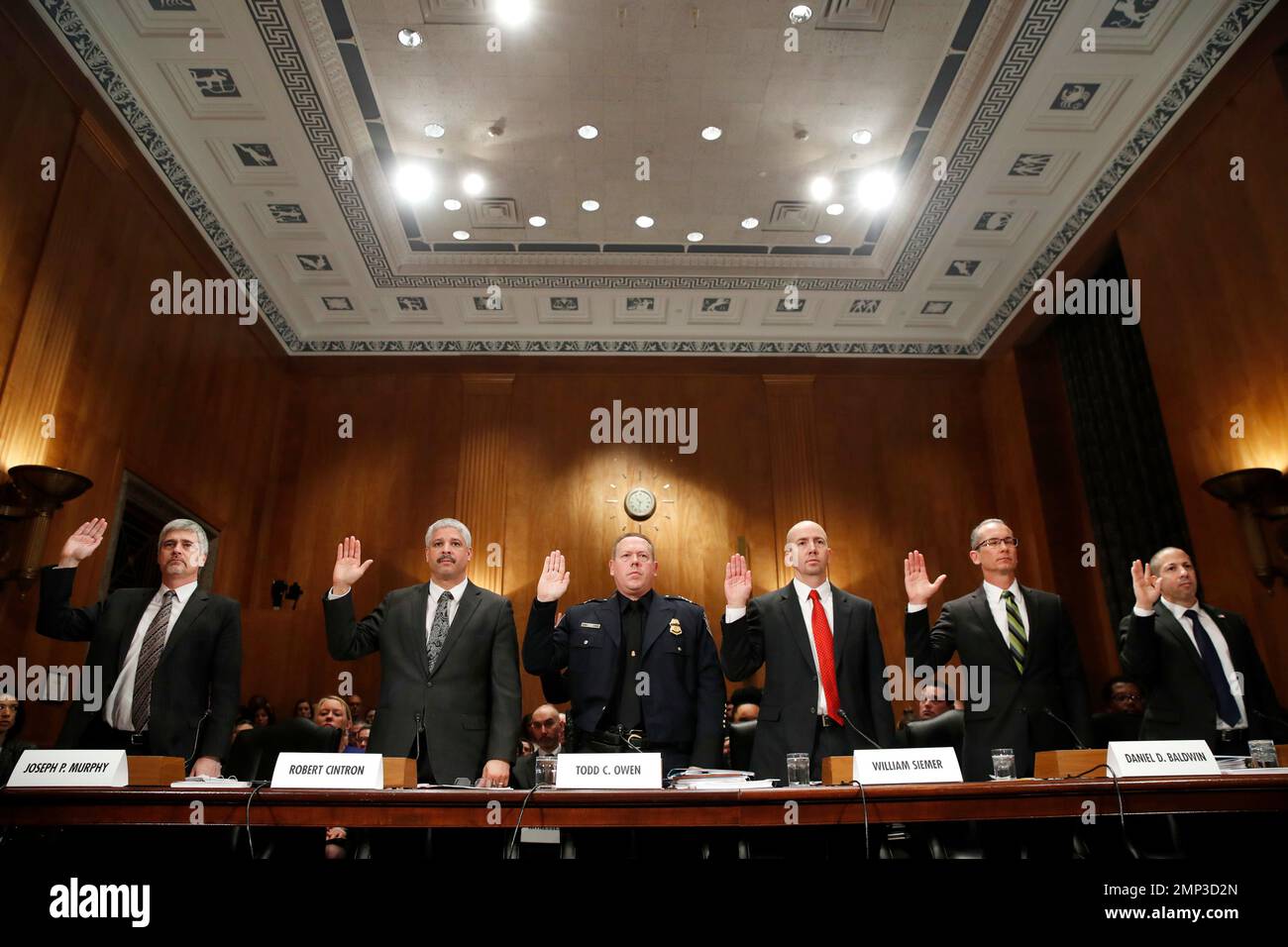 The witnesses are sworn in for a Senate Governmental Affairs ...
