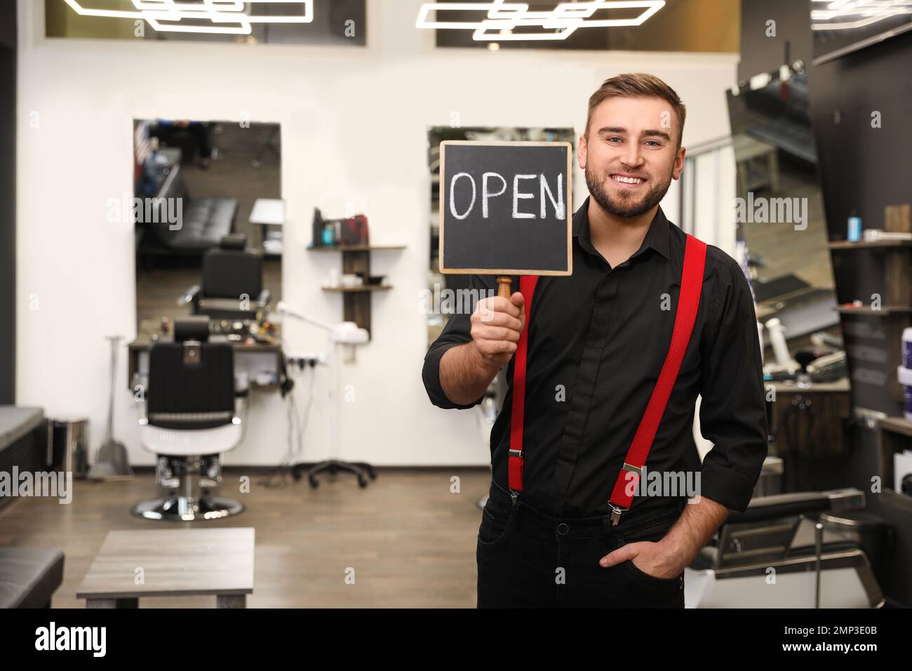 Barber shop open sign hi-res stock photography and images - Alamy