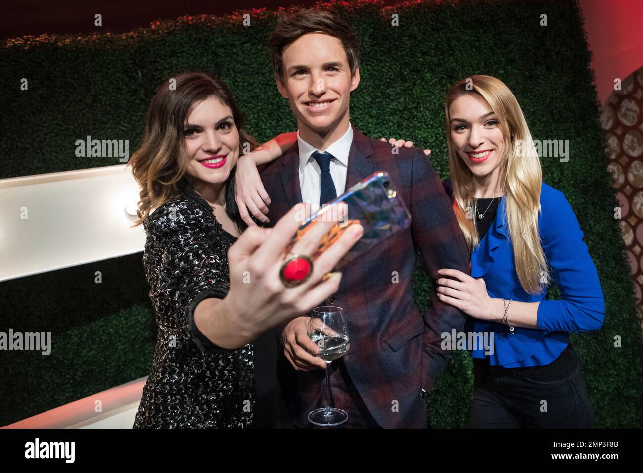 Madame Tussauds workers Carlotta Morelli, left, and Sasha Betty pose ...
