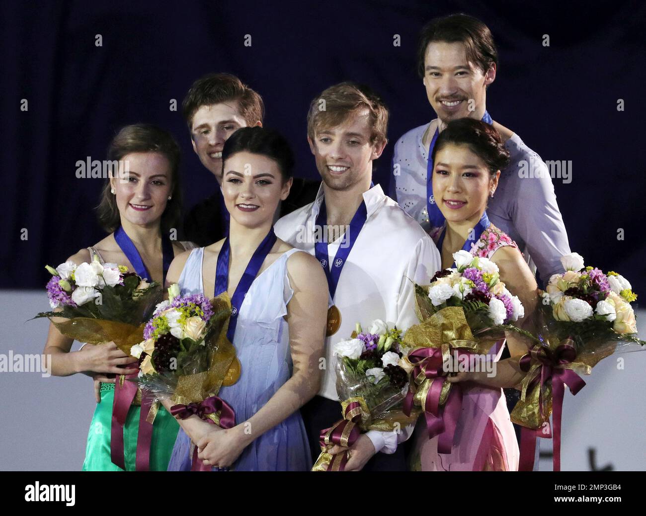 Medal winners, U.S. Kaitlin Hawayek and Jean-Luc Baker with gold ...