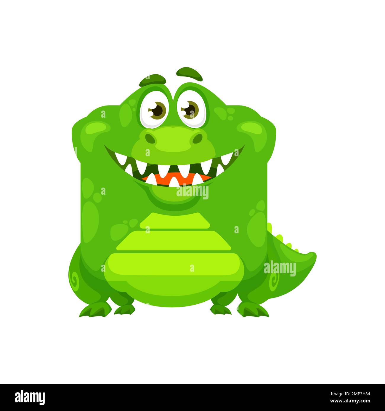 Cartoon kawaii square croc animal face, crocodile smile emoticon vector ...