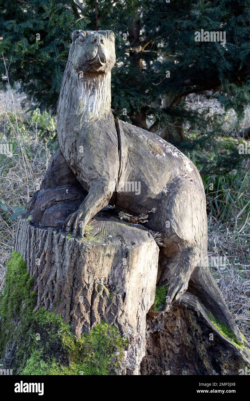 Oxburgh Estate Moated Manor House, Otter statue Stock Photo - Alamy