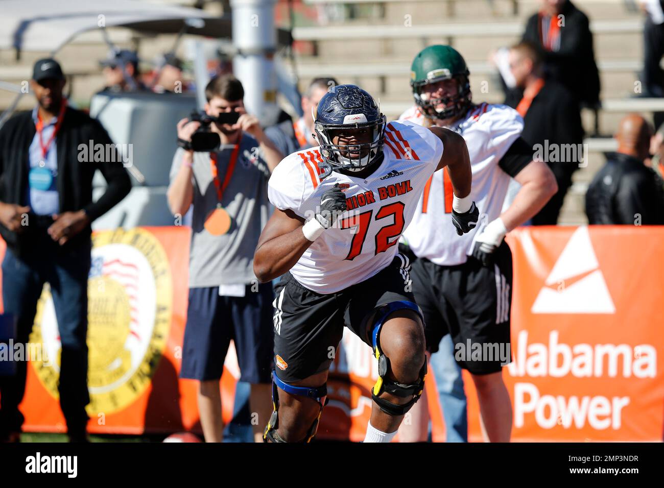 South Squad offensive tackle Brandon Parker of North Carolina A&T in ...
