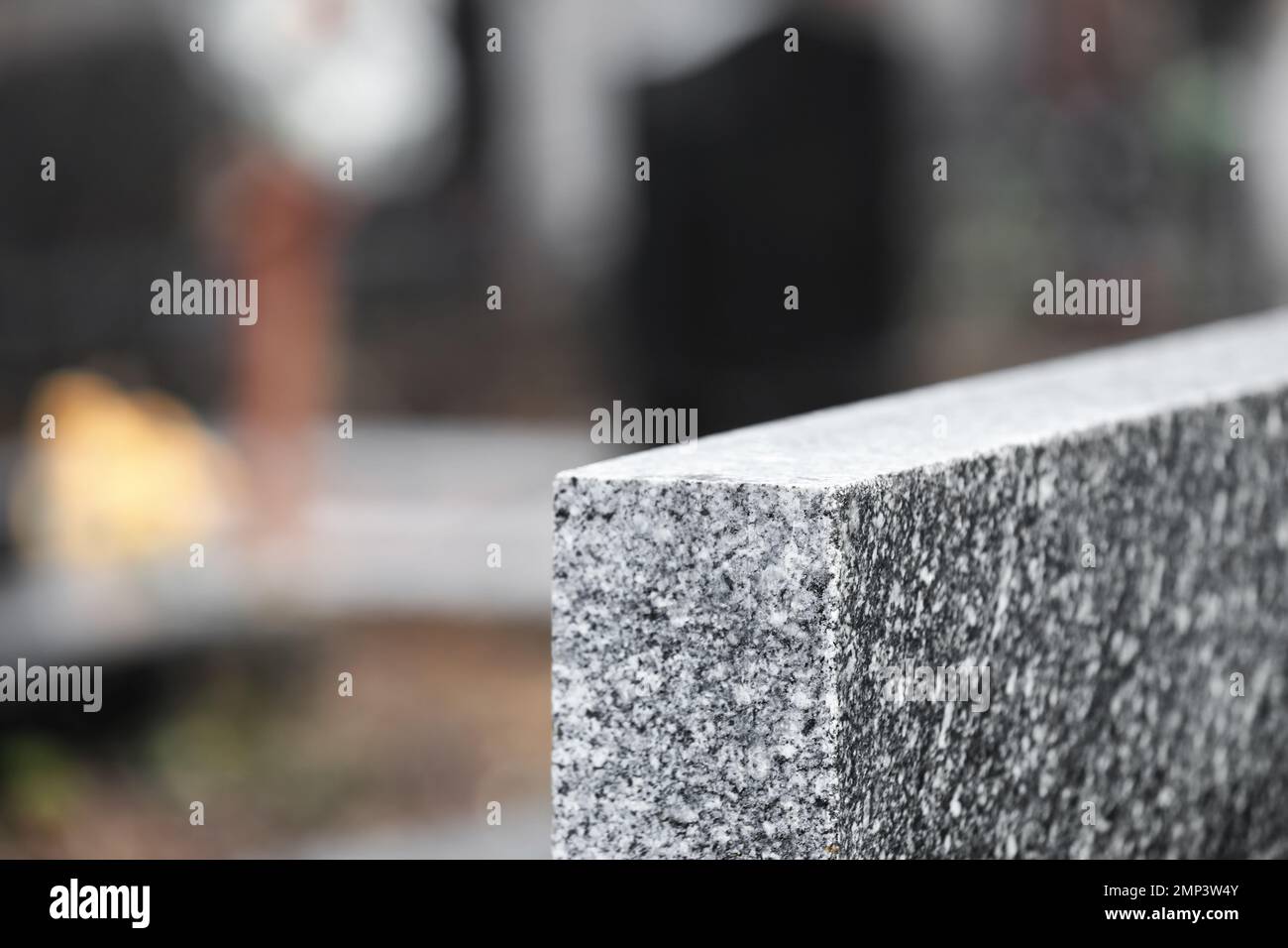 Light grey granite tombstone outdoors, closeup with space for text. Funeral ceremony Stock Photo ...
