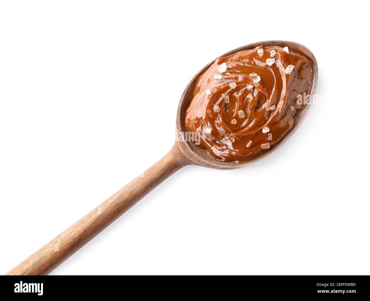 Salted caramel in spoon isolated on white Stock Photo - Alamy