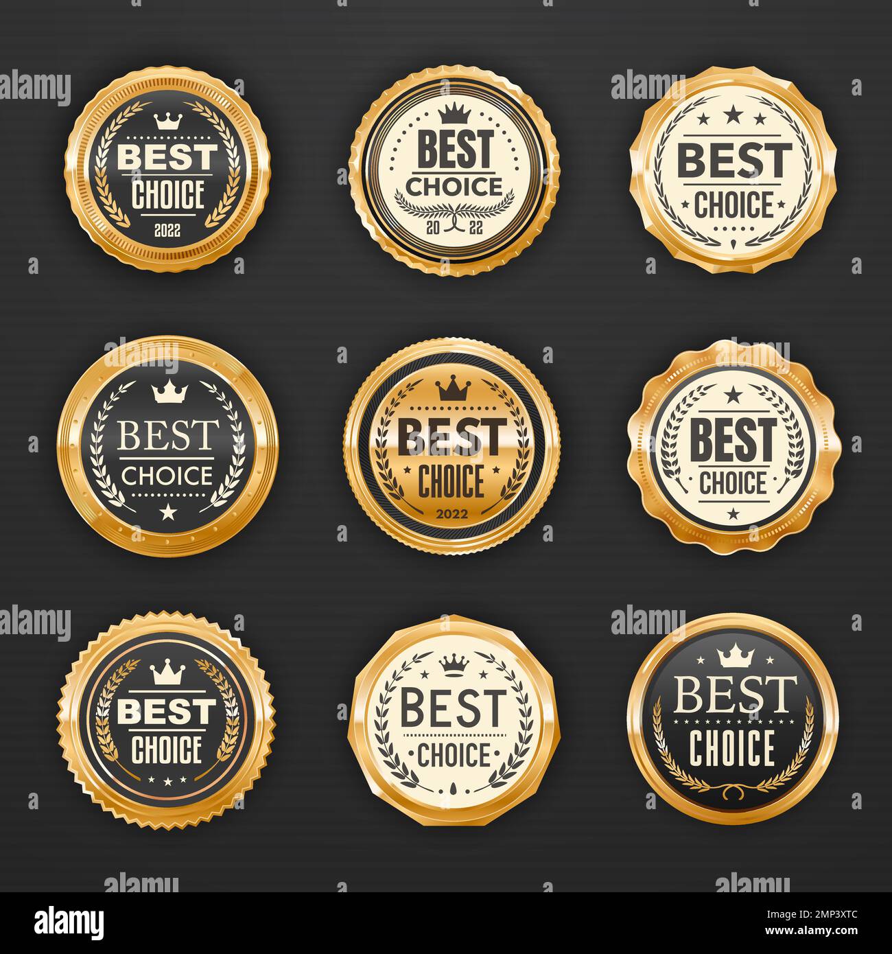 Best choice golden badges and labels, premium quality gold award ...