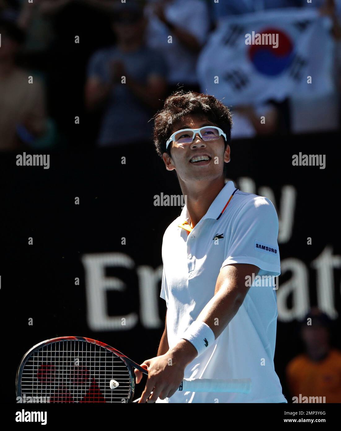 South Korea's Chung Hyeon celebrates after defeating United States ...
