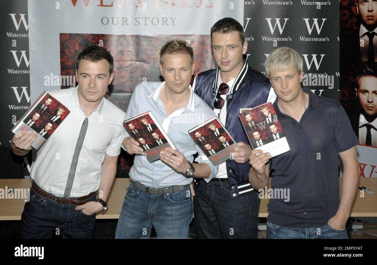 Westlife signs copies of their new book, "Our Story" at Waterstone's ...