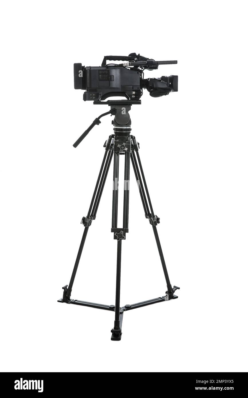Modern professional video camera isolated on white Stock Photo - Alamy