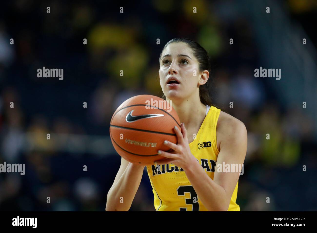 Michigan guard Katelynn Flaherty shoots a free throw during the second ...