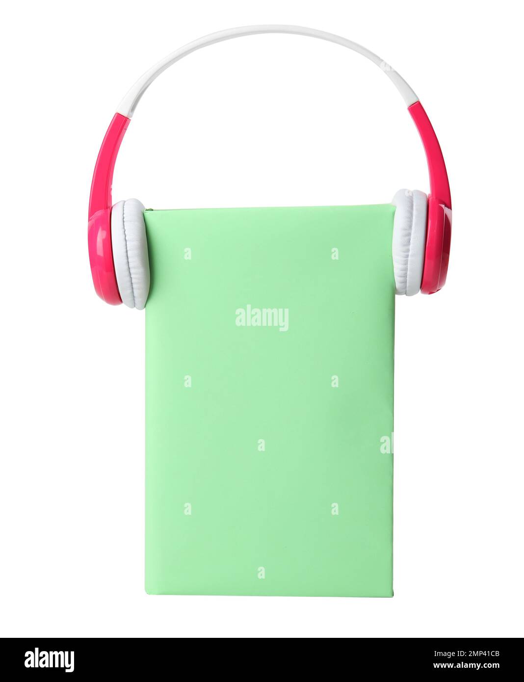 Book with blank cover and headphones isolated on white Stock Photo - Alamy