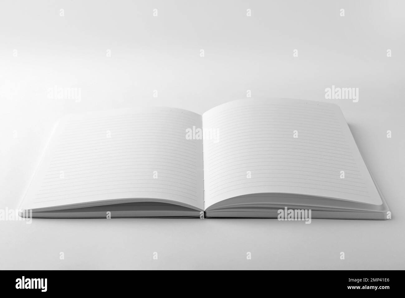 Stylish open notebook with blank sheets isolated on white Stock Photo ...