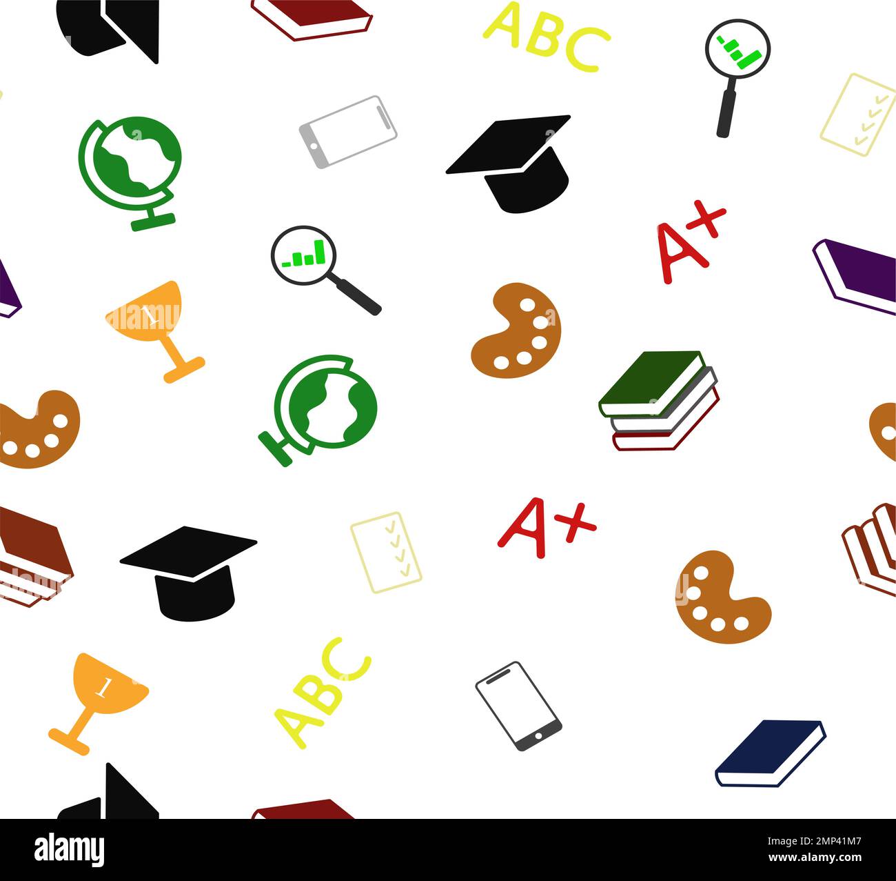 A pattern of colored icons on the topic of education and science ...