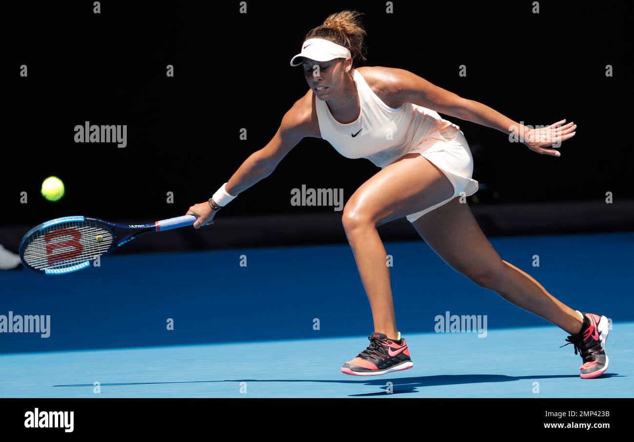 United States' Madison Keys reaches for a forehand return to Germany's ...