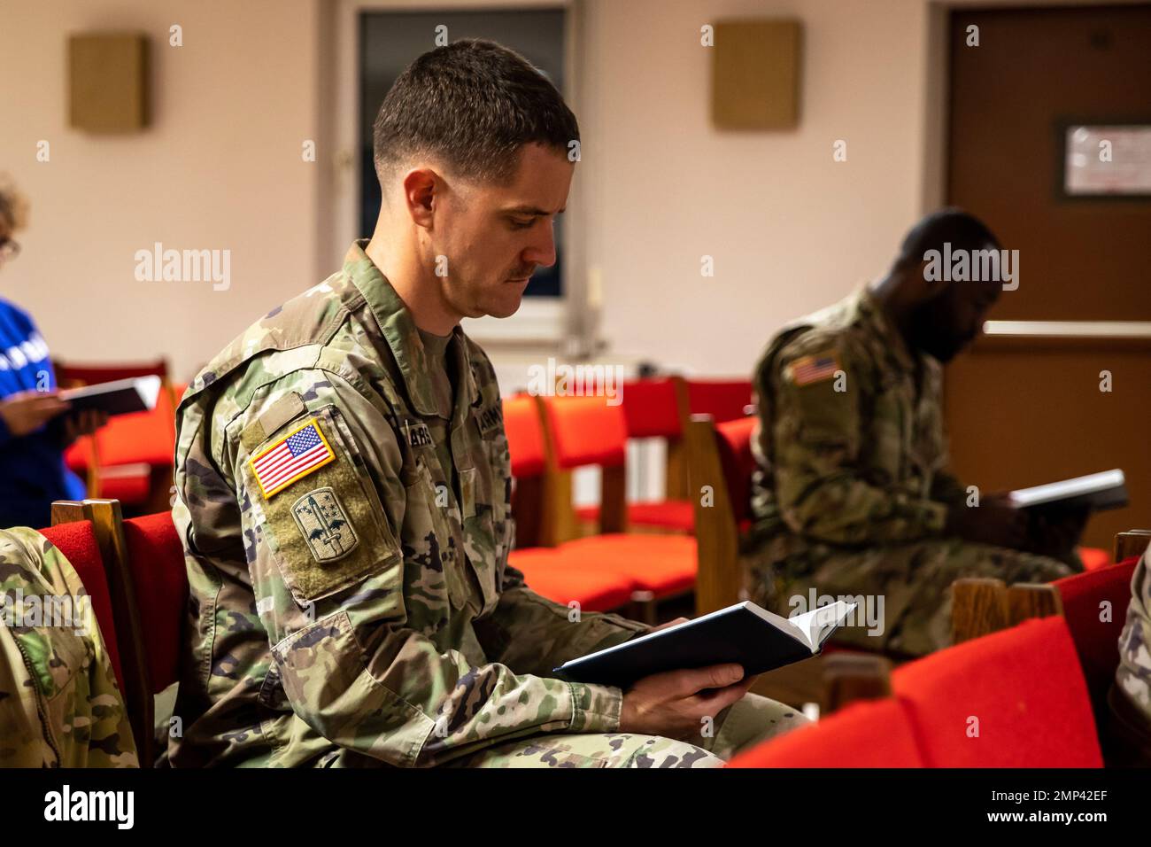 Soldiers of 2-151st Infantry Battalion “Task Force Nighthawk” attend a ...