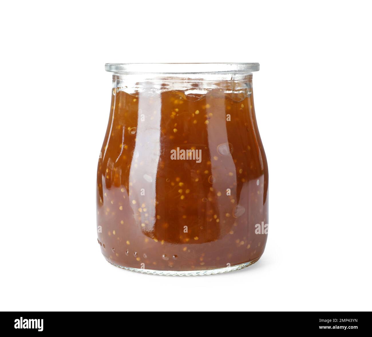 Jar of fig jam isolated on white Stock Photo - Alamy